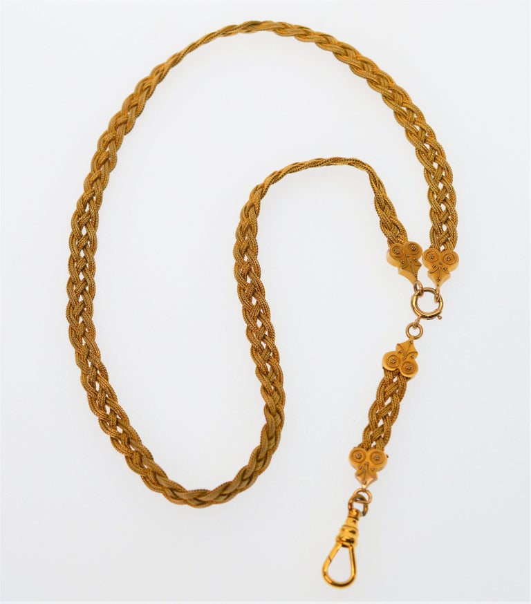 Antique 14K Yellow Gold Woven Edwardian Lanyard Necklace at 1stDibs ...