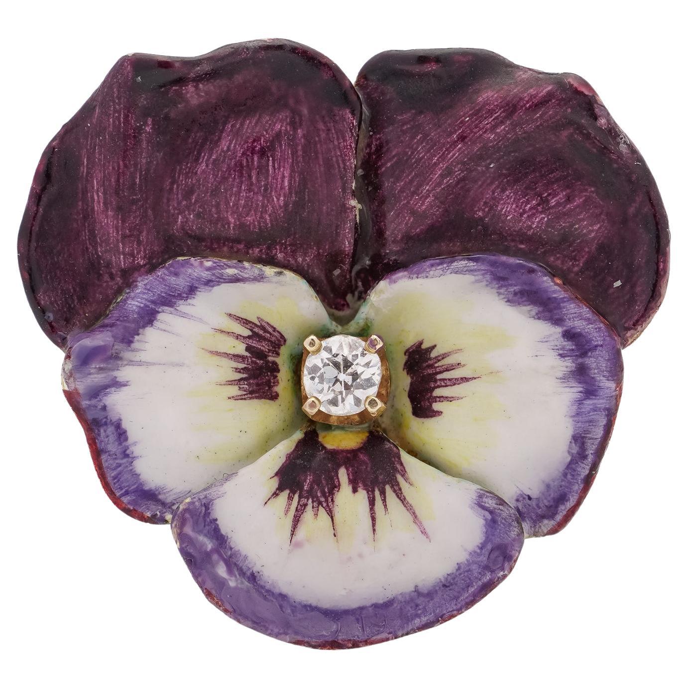 Antique Gold Pansy Brooch at 1stDibs