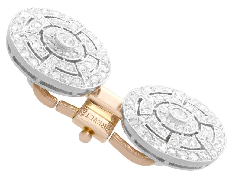 Antique 1.56 Carat Diamond, Platinum and Gold Cufflinks Circa 1920 at ...