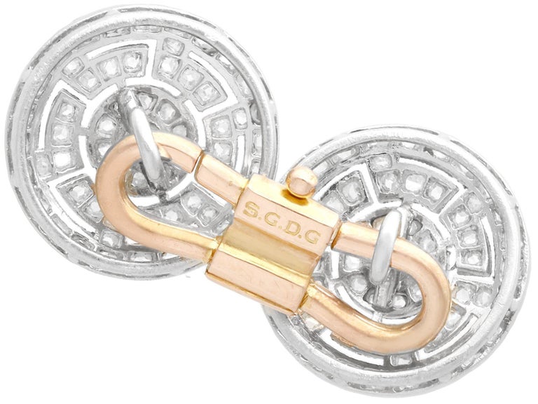 Antique 1.56 Carat Diamond, Platinum and Gold Cufflinks Circa 1920 at ...