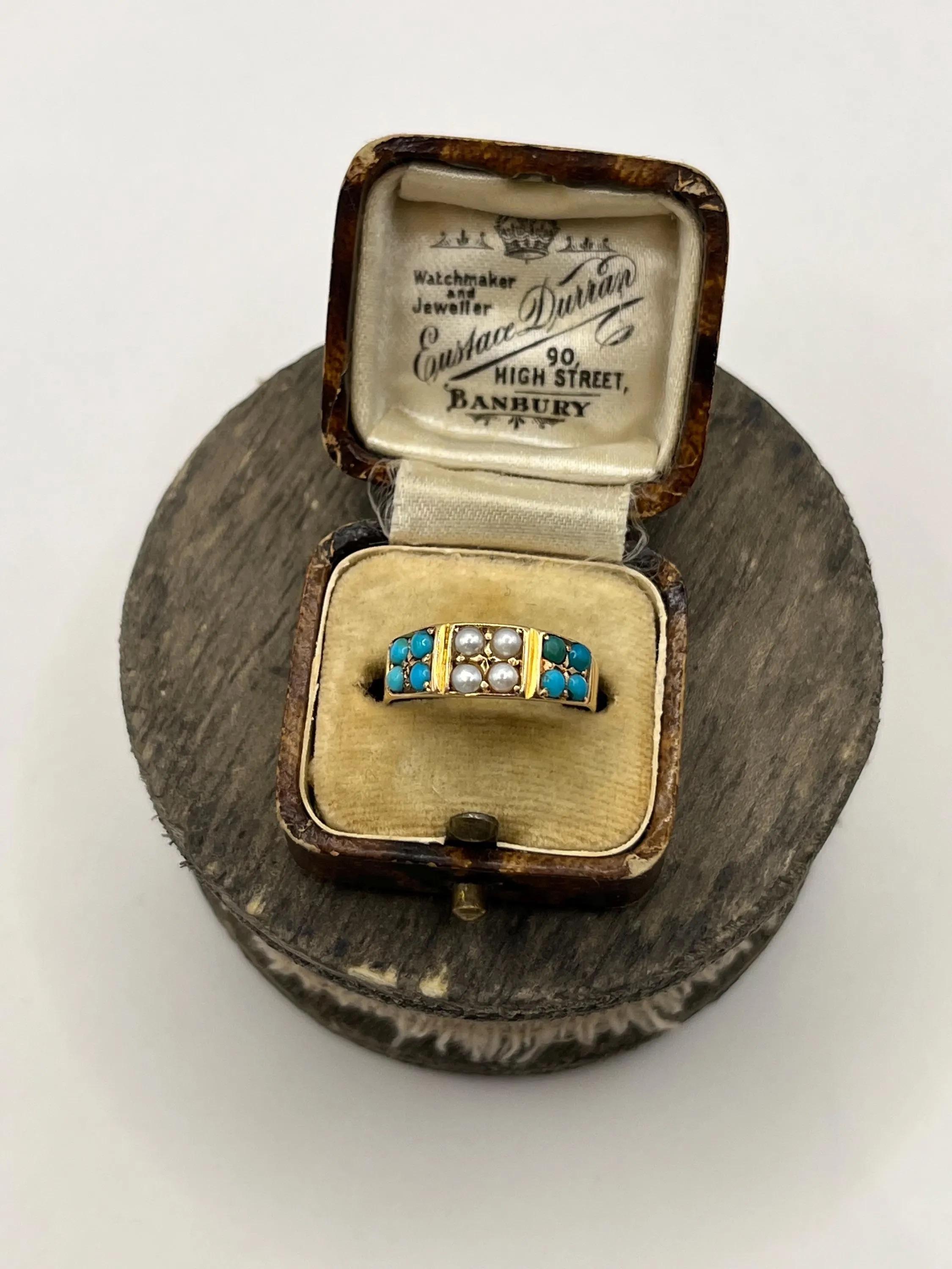 Antique 15ct Gold Turquoise and Pearl Ring - Birmingham Circa 1910 For ...