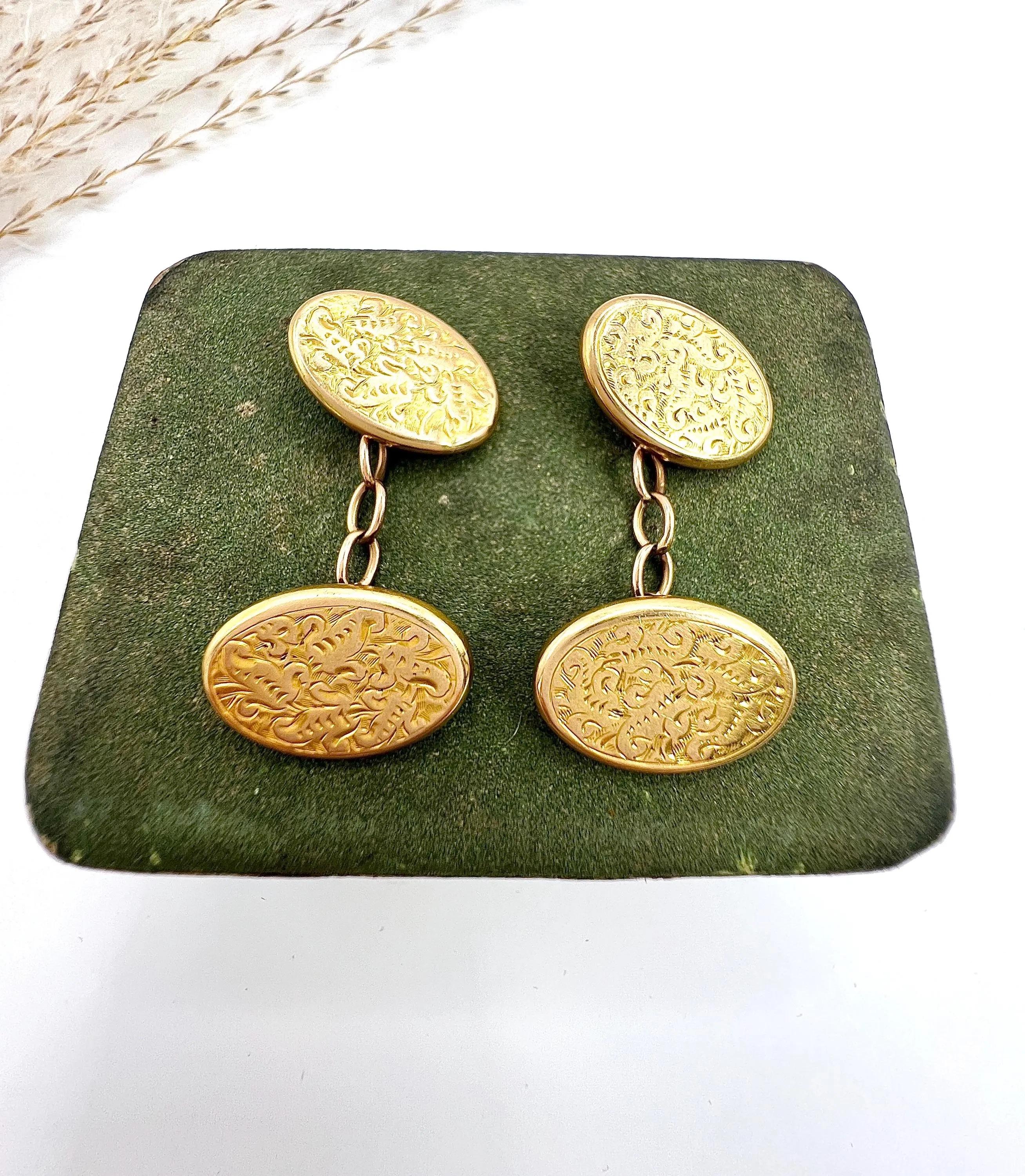 Antique 15ct Gold, Victorian Floral Patterned Cufflinks, Hallmarked ...