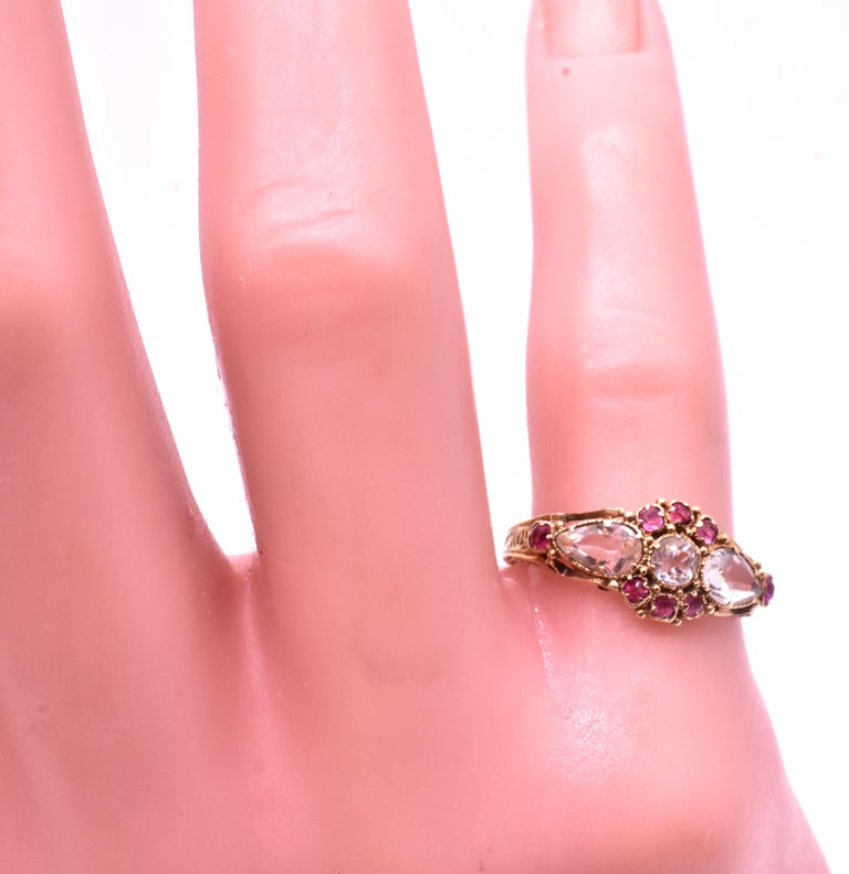 Antique 15 Karat Aquamarine Ruby Ring HM Birmingham, 1870 at 1stDibs | h&m