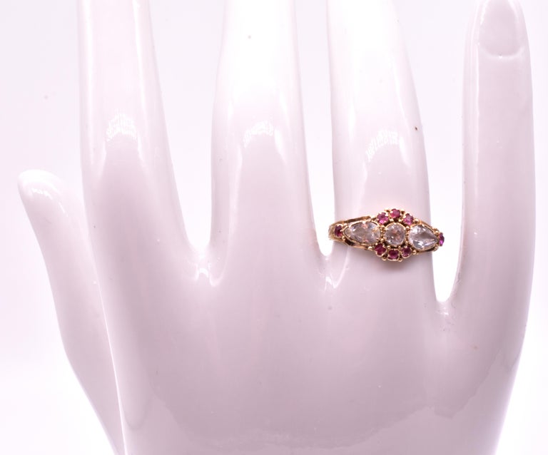 Antique 15 Karat Aquamarine Ruby Ring HM Birmingham, 1870 at 1stDibs | h&m