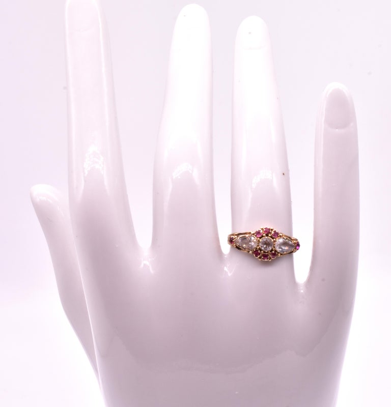 Antique 15 Karat Aquamarine Ruby Ring HM Birmingham, 1870 at 1stDibs | h&m