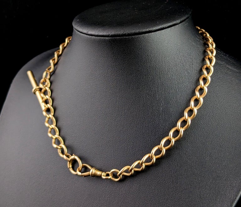 Antique 15k gold Albert chain, Watch chain, heavy For Sale at 1stDibs