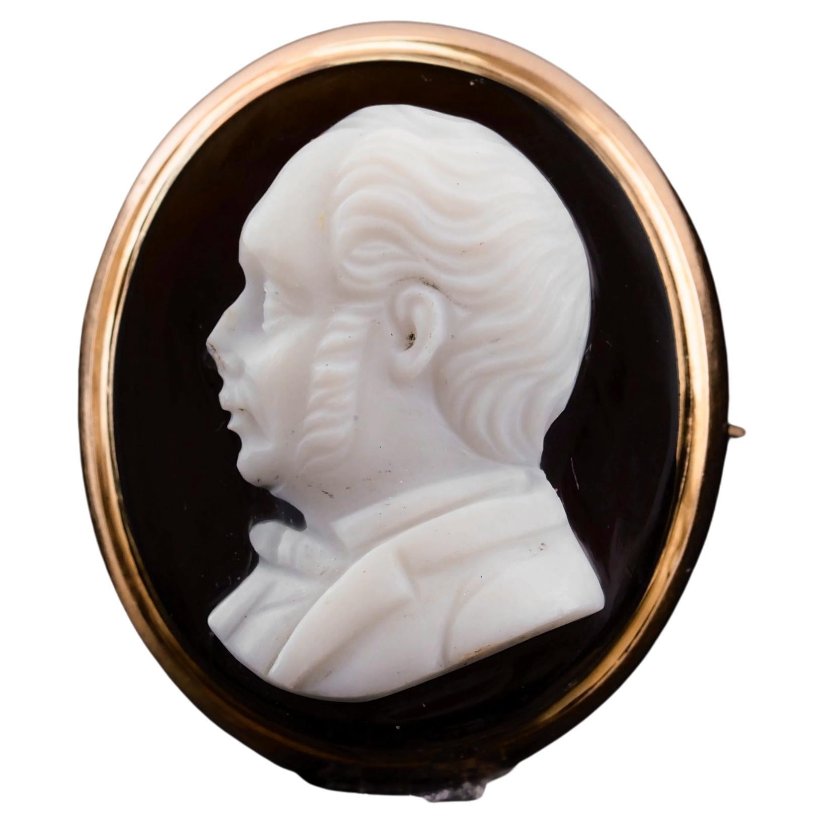 Antique 15K Gold Georgian/Victorian Hardstone Cameo Gentleman's ...