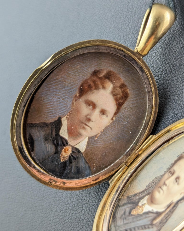 Antique 15k Gold Locket, Turquoise and Pearl, Portrait, Forget Me Not ...