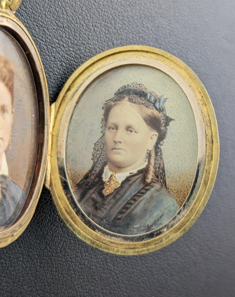 Antique 15k Gold Locket, Turquoise and Pearl, Portrait, Forget Me Not ...