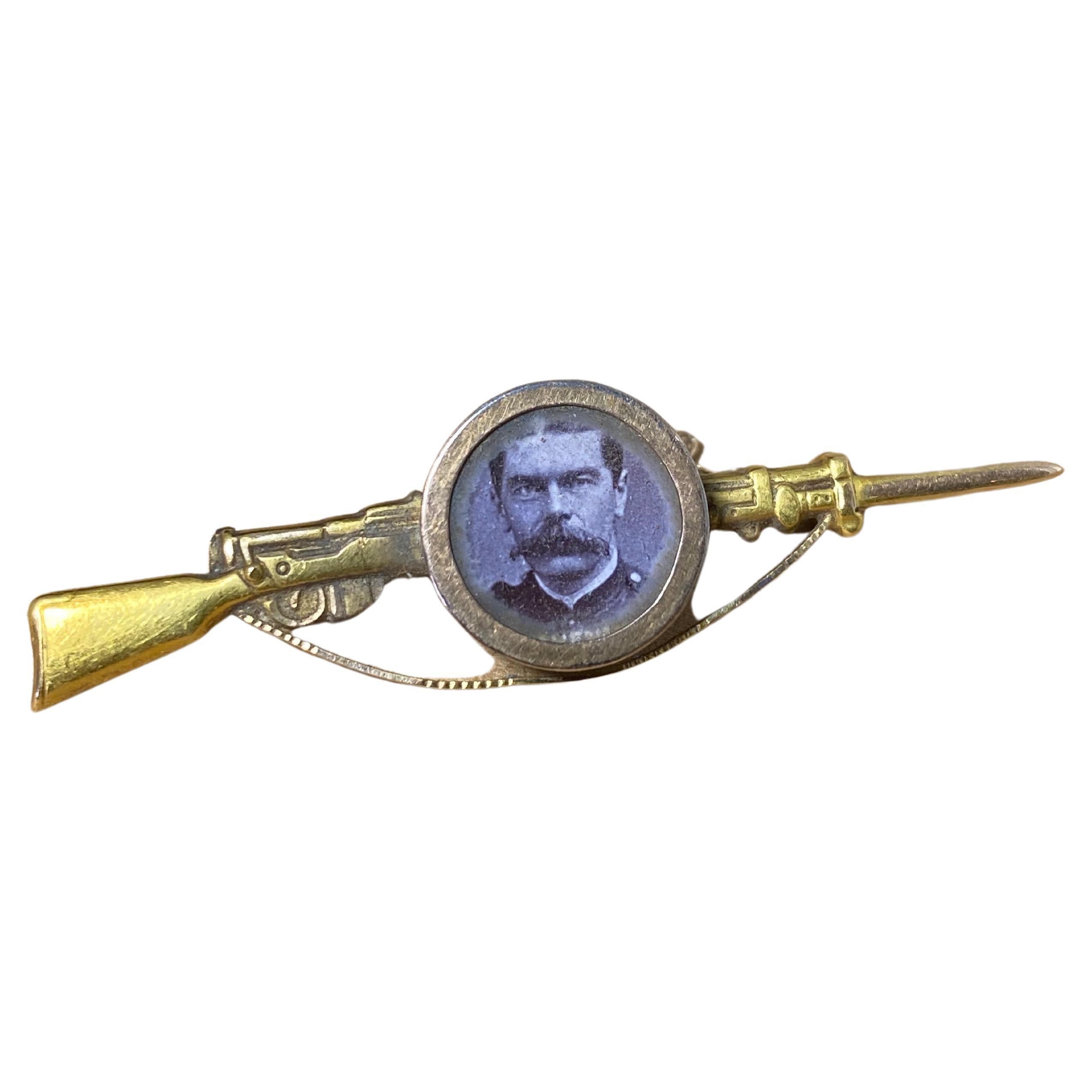 Antique 15K Gold Lord Kitchener Locket Rifle Brooch by Sydenham Bros ...