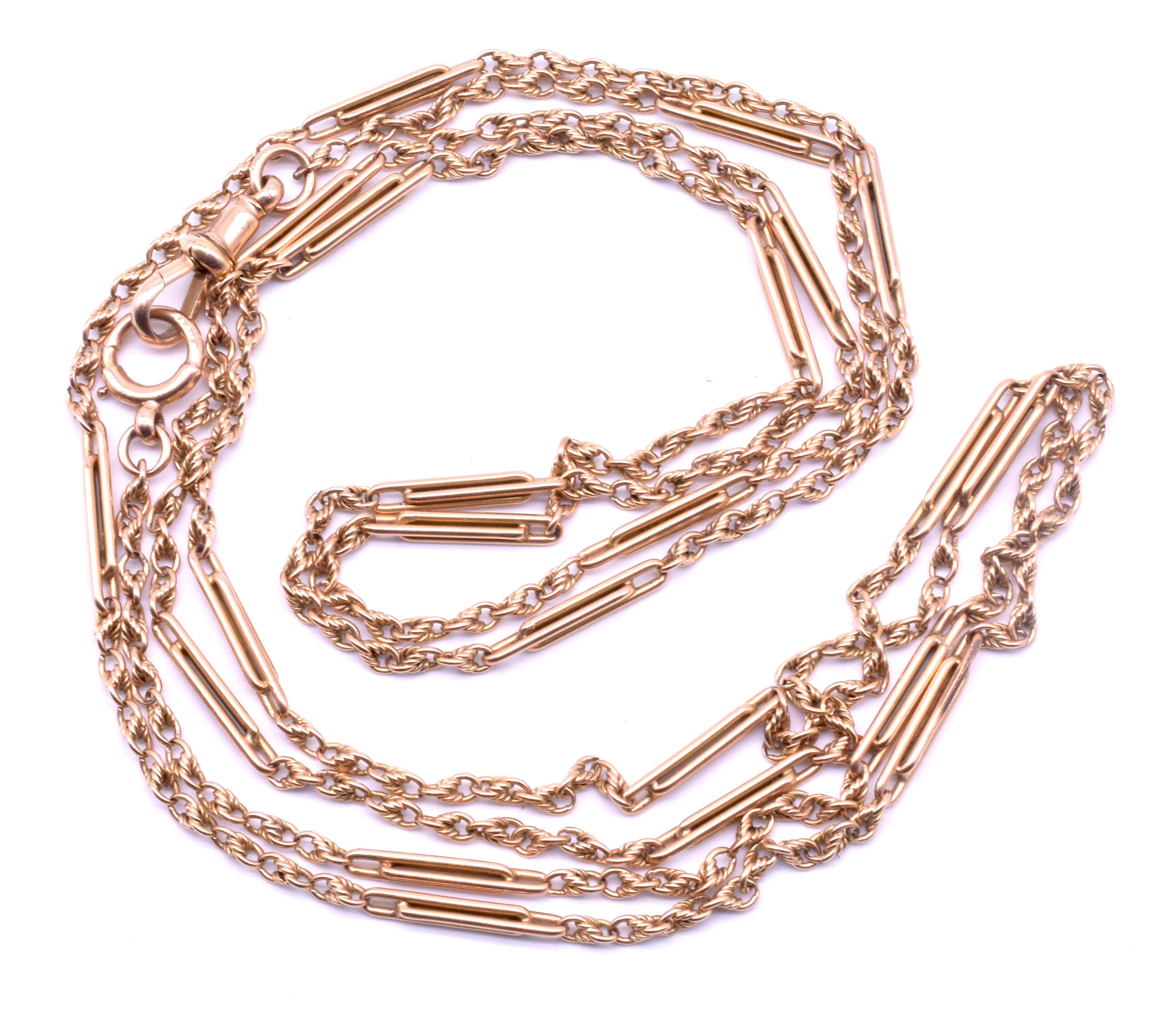 Antique 15 Karat Double Fetter and Love knot Link Watch Chain, circa ...