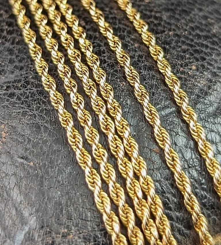 Antique 15k Yellow Gold Long Chain Necklace, Longuard, Rope Twist Link ...