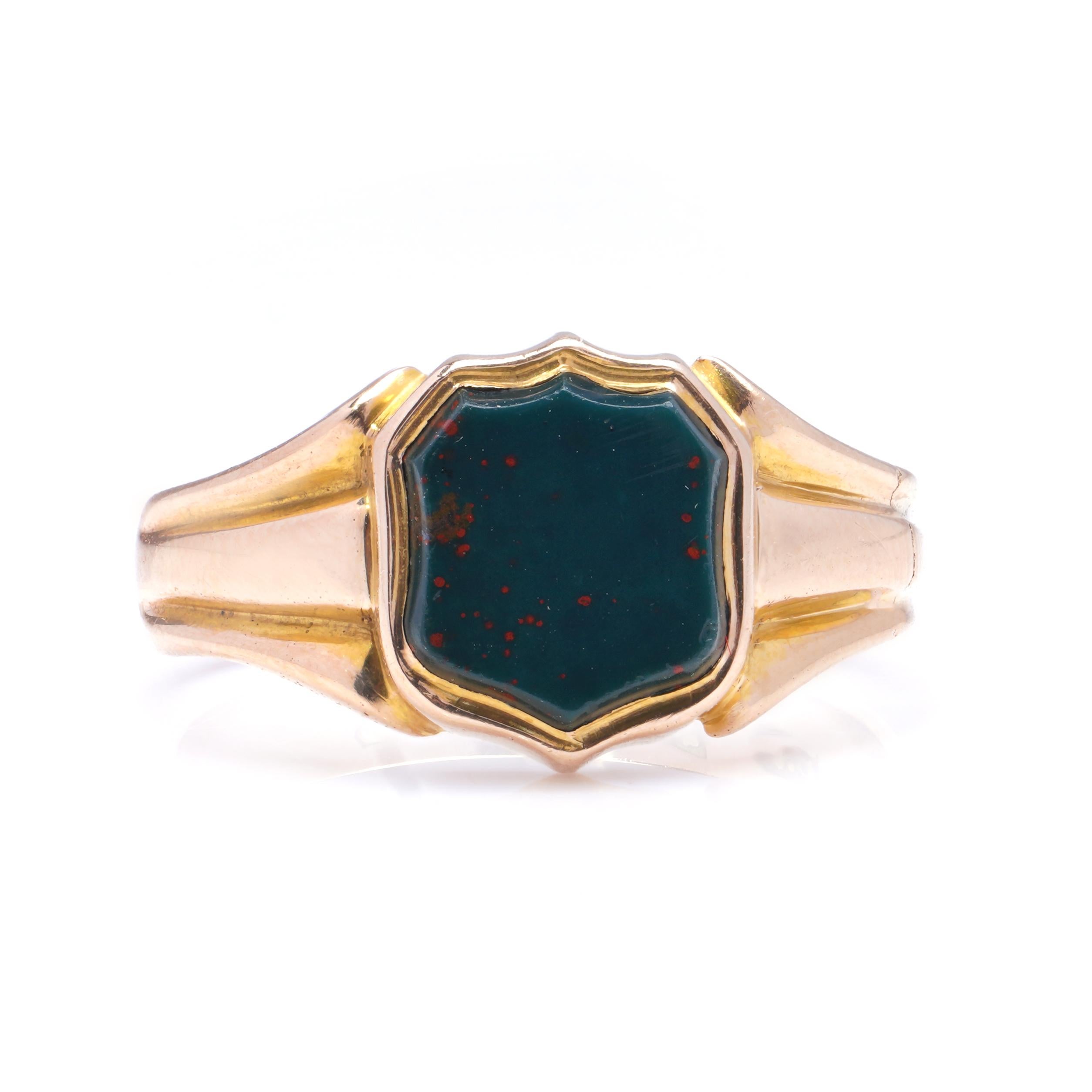 Antique 15kt. Gold Signet Ring with Shield-Shaped Plain Cartouche ...