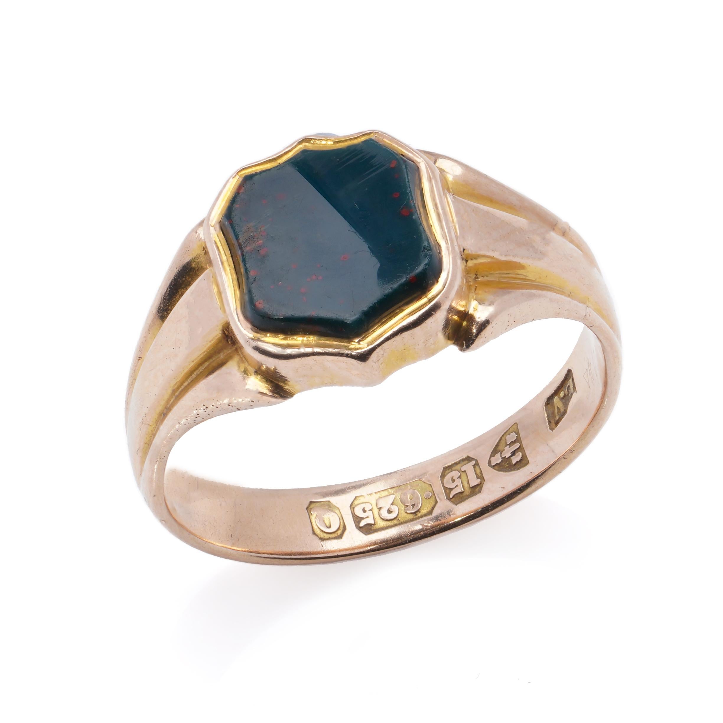 Antique 15kt. Gold Signet Ring with Shield-Shaped Plain Cartouche ...