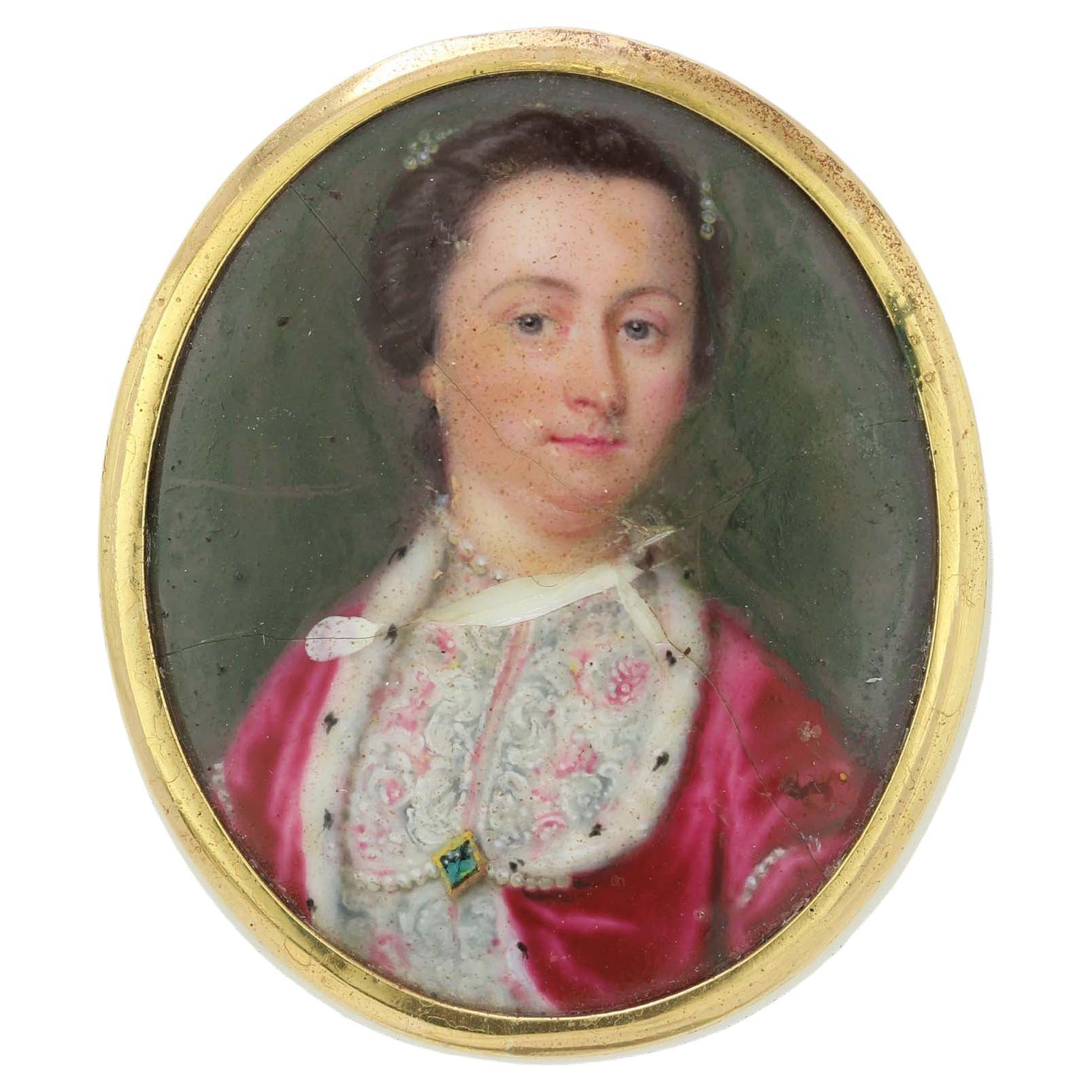 Antique Georgian Gold Portrait Miniature Ring, Young Woman at 1stDibs