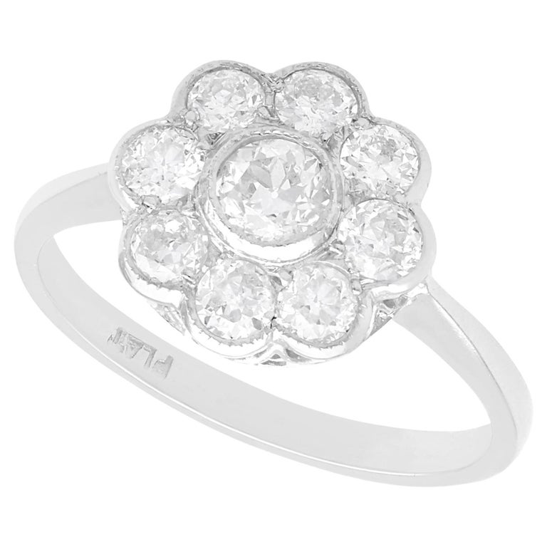 Antique 1.71 Carat Diamond and Platinum Cluster Ring Circa 1930 For ...