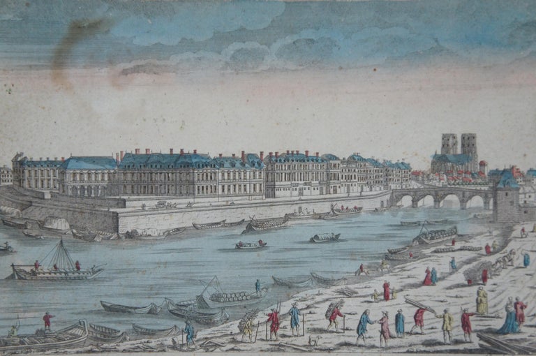 Antique 1770s Optical Engraving Architecture Landscape L'isle St Louis ...