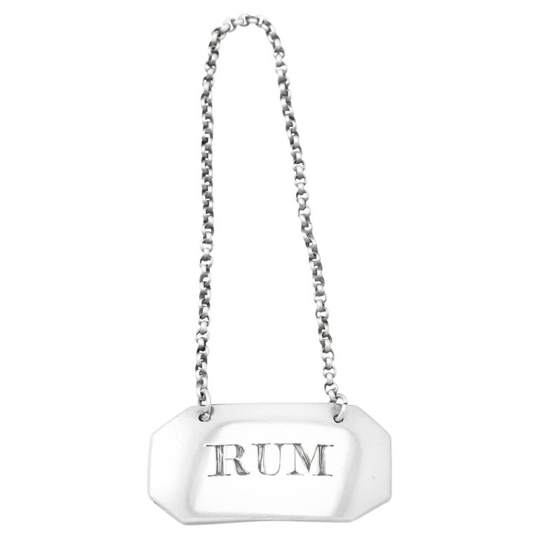 Antique 1790s Newcastle Sterling Silver Rum Decanter Label or Bottle ...