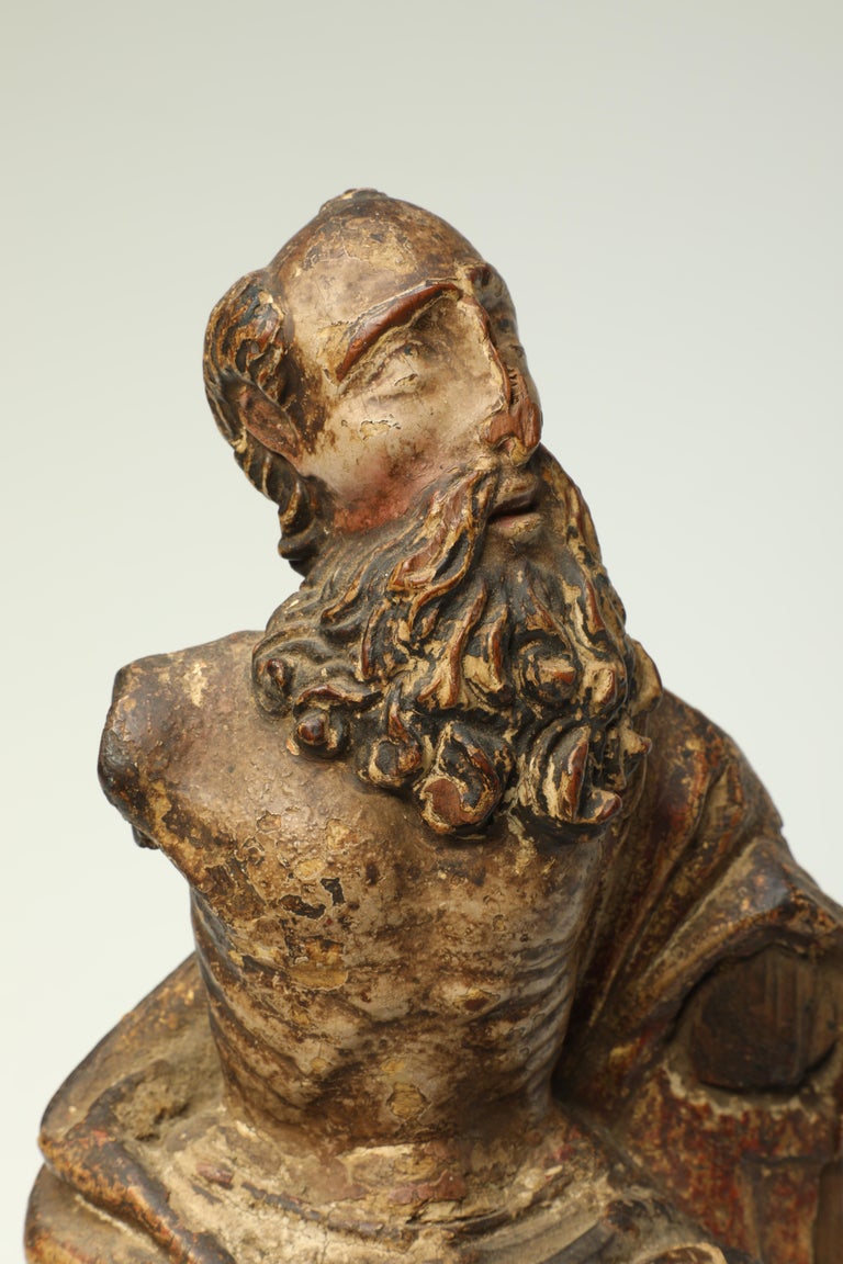 Antique 17th-18th Century Italian Seated Saint Figure Fragment with ...