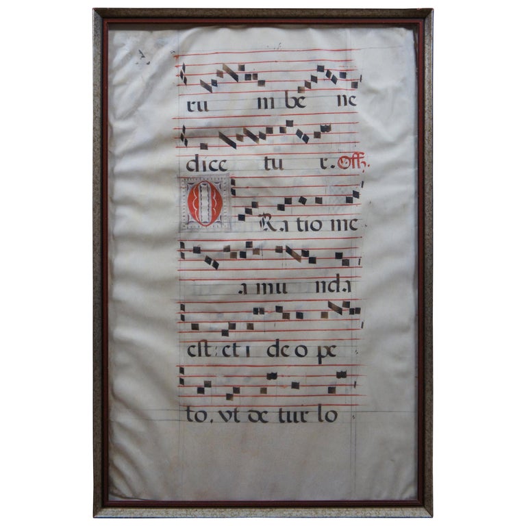 Antique 17th Century Antiphonal Religious Sheet Music Roman Catholic ...