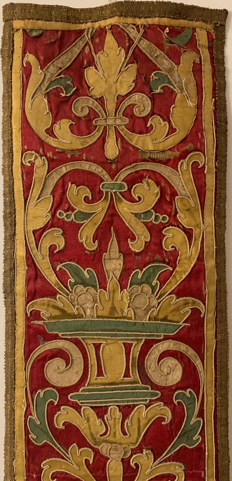 Antique 17th Century Baroque Italian Silk, Metallic Thread Embroidery ...
