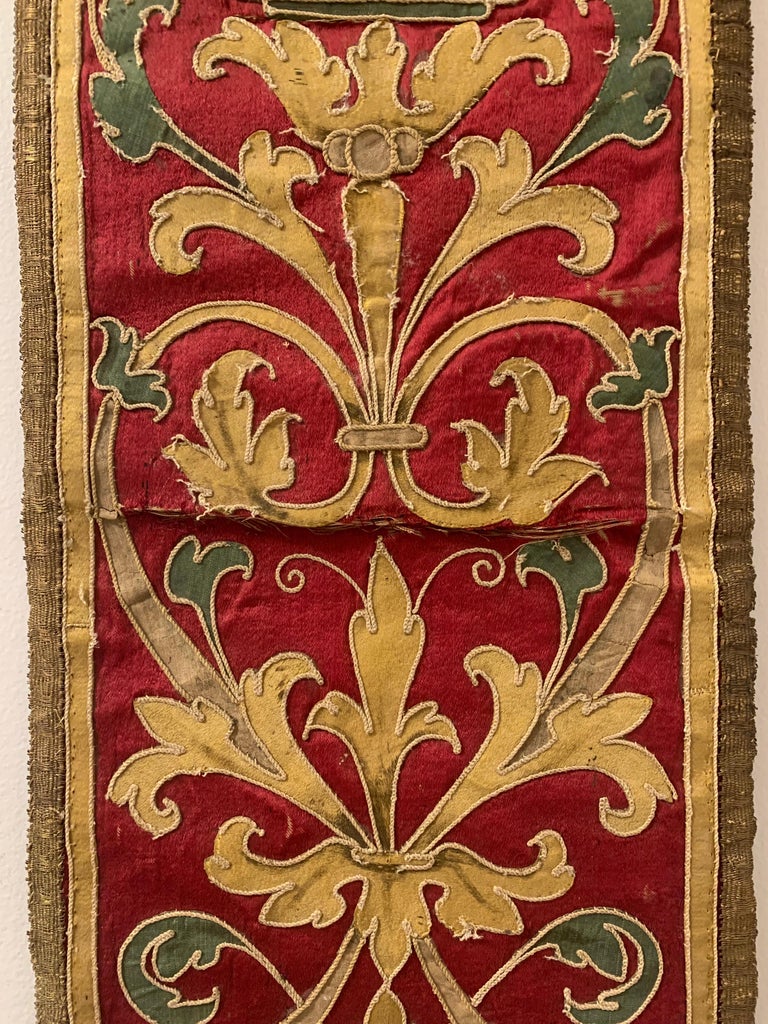 Antique 17th Century Baroque Italian Silk, Metallic Thread Embroidery ...