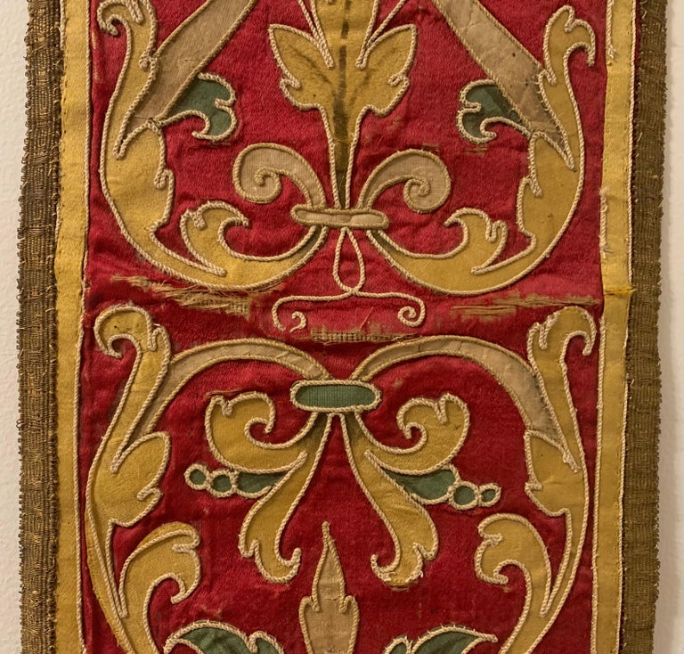Antique 17th Century Baroque Italian Silk, Metallic Thread Embroidery ...