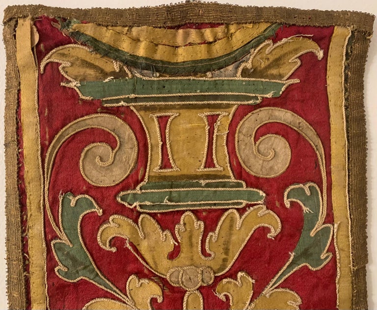 Antique 17th Century Baroque Italian Silk, Metallic Thread Embroidery ...