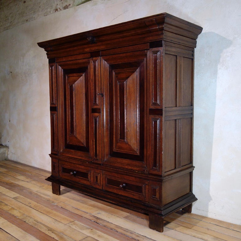Antique 17th Century Dutch Hall Cupboard Kast Oak Rosewood Armoire Kas ...