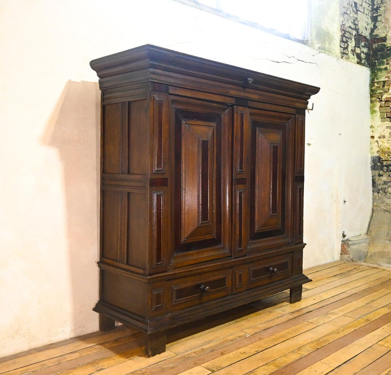 Antique 17th Century Dutch Hall Cupboard Kast Oak Rosewood Armoire Kas ...