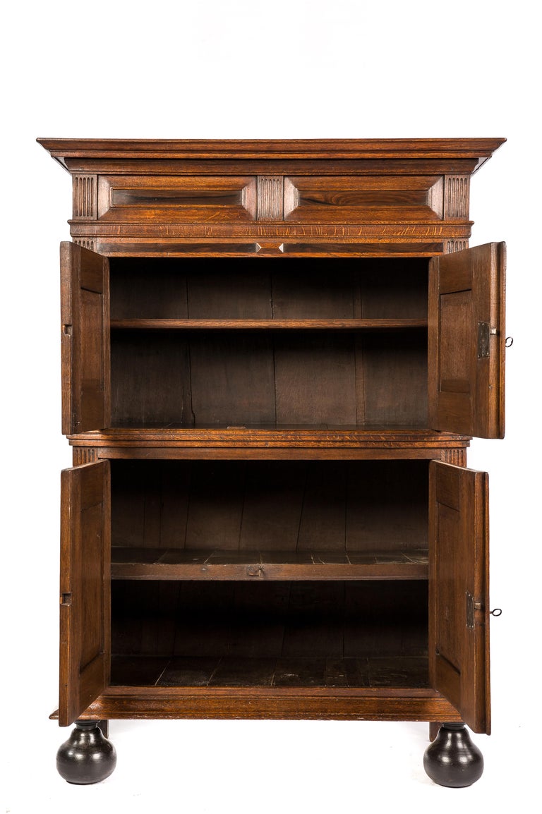 Antique 17th Century Dutch Renaissance Oak 4 Door Cabinet with Rosewood ...