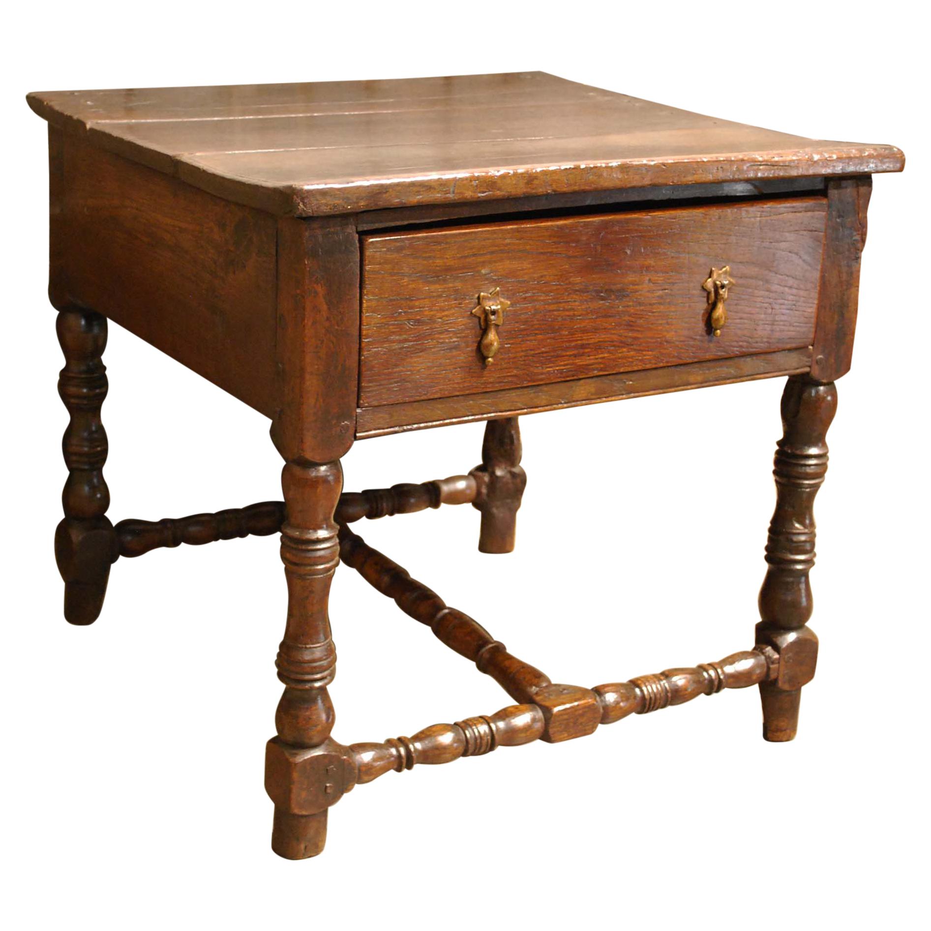 Antique 17th Century English Charles II Oak Occasional Hall Side Table ...