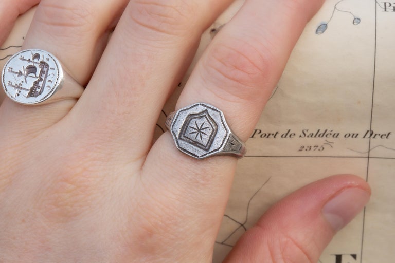 Antique 17th Century Engraved Silver Heraldic Coat of Arms Intaglio ...