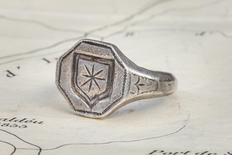 Antique 17th Century Engraved Silver Heraldic Coat of Arms Intaglio ...