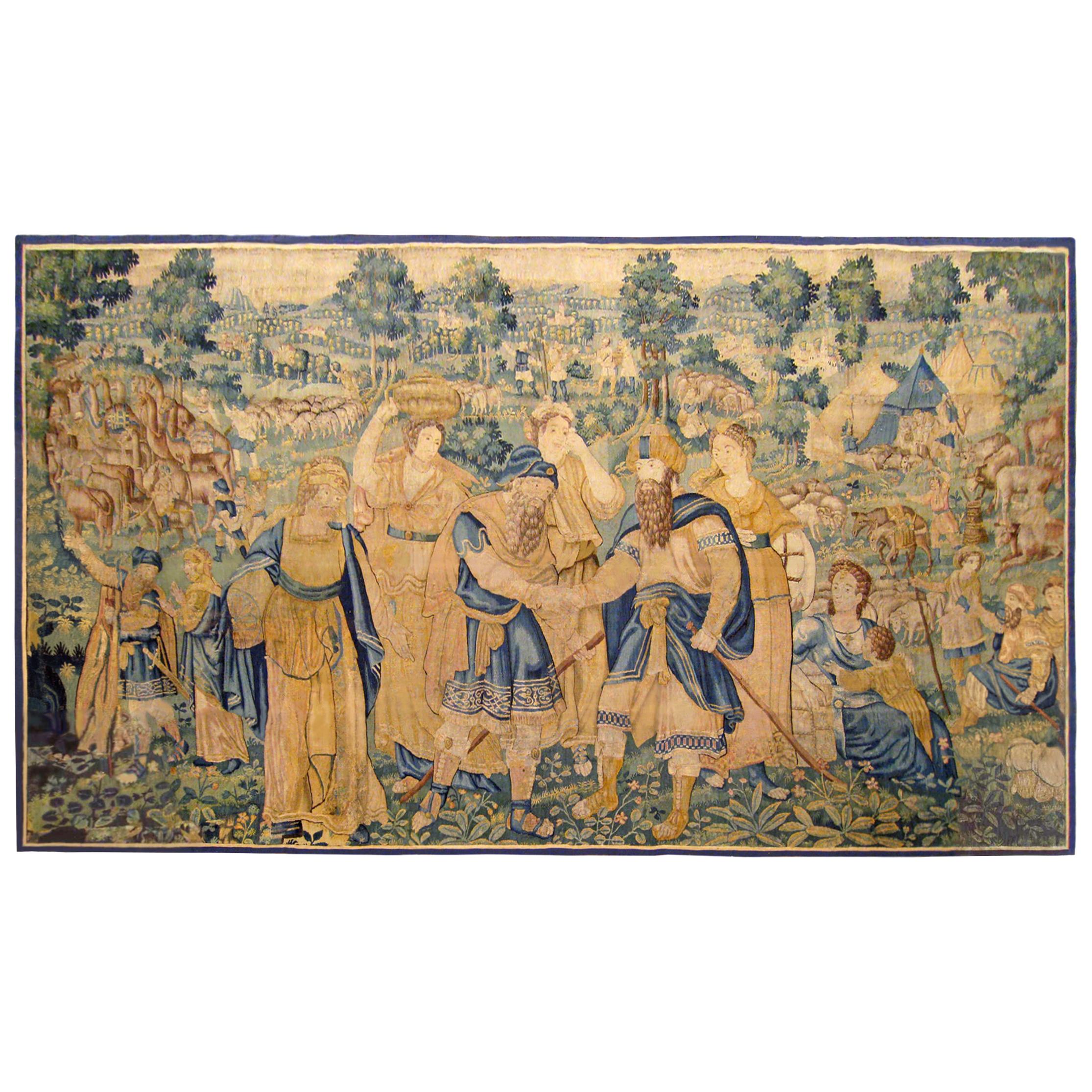 Antique 17th Century Brussels Old Testament Biblical Isaac Jacob and ...