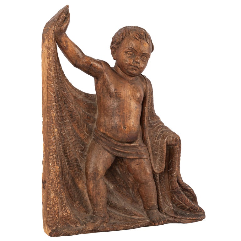 Antique 17th Century Italian Baroque Carved Limewood Putto Sculpture ...