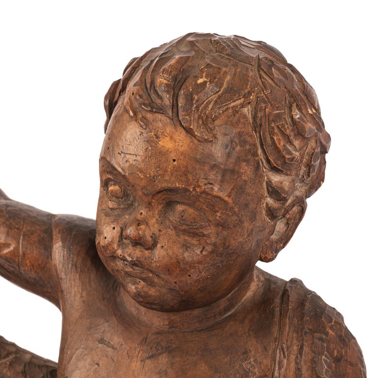 Antique 17th Century Italian Baroque Carved Limewood Putto Sculpture ...