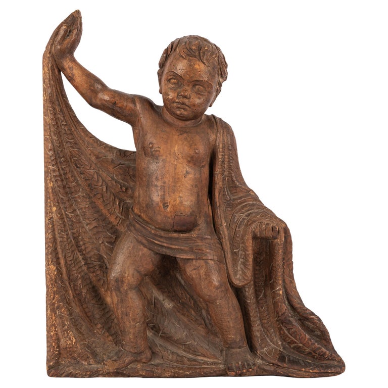 Antique 17th Century Italian Baroque Carved Limewood Putto Sculpture ...