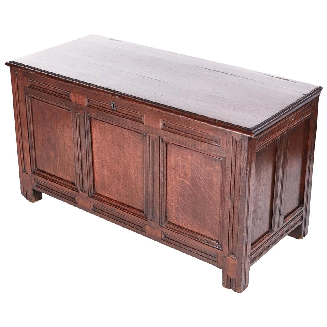 Antique Scottish 17th Century Carved Oak Coffer, Trunk or Blanket Box ...