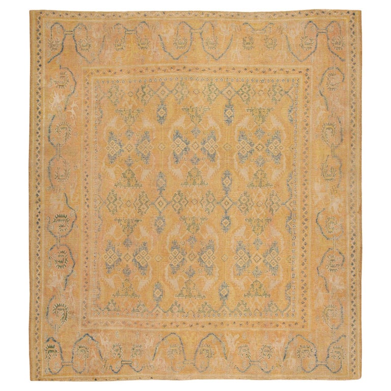 Antique 17th Century Spanish Cuenca Carpet. Size: 10' x 11' (3.05 m x 3 ...