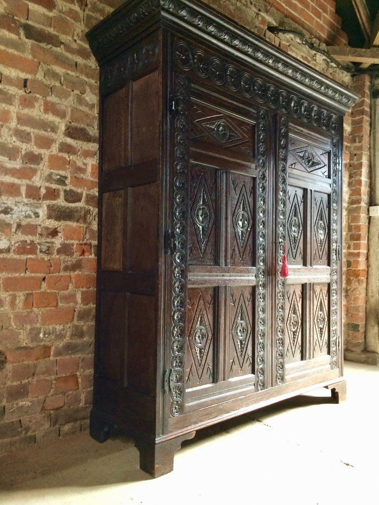 Antique 17th Century Style Oak Livery Hall Cupboard, circa 1790 at 1stDibs