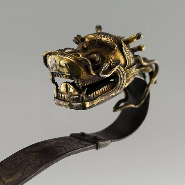 Antique Chinese Qing Dynasty Solid Silver-Gilt Dragon Ruyi Sceptre ...