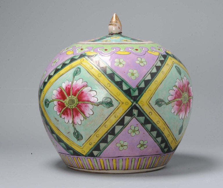 Antique 18th 19th Century Chinese Porcelain Thai Bencharong Jar Colors ...