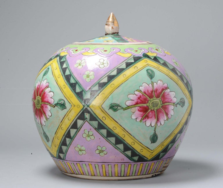 Antique 18th 19th Century Chinese Porcelain Thai Bencharong Jar Colors ...