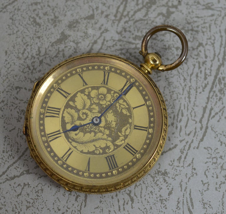 Antique 18 Carat Gold Ladies Pocket Fob Watch, Working For Sale at 1stDibs