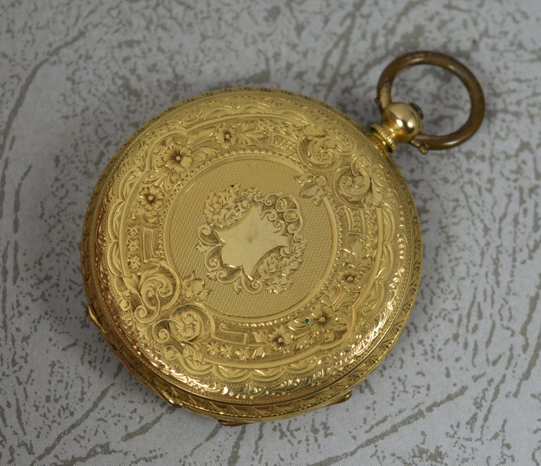 Antique 18 Carat Gold Ladies Pocket Fob Watch, Working For Sale at 1stDibs