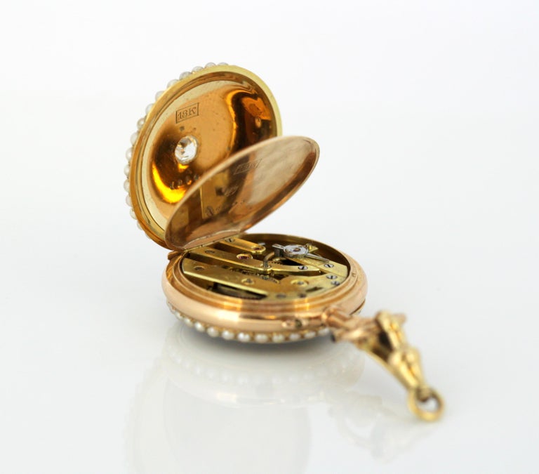Antique 18 Karat Gold and Enamel Pocket Watch / Brooch, circa 1900 at ...