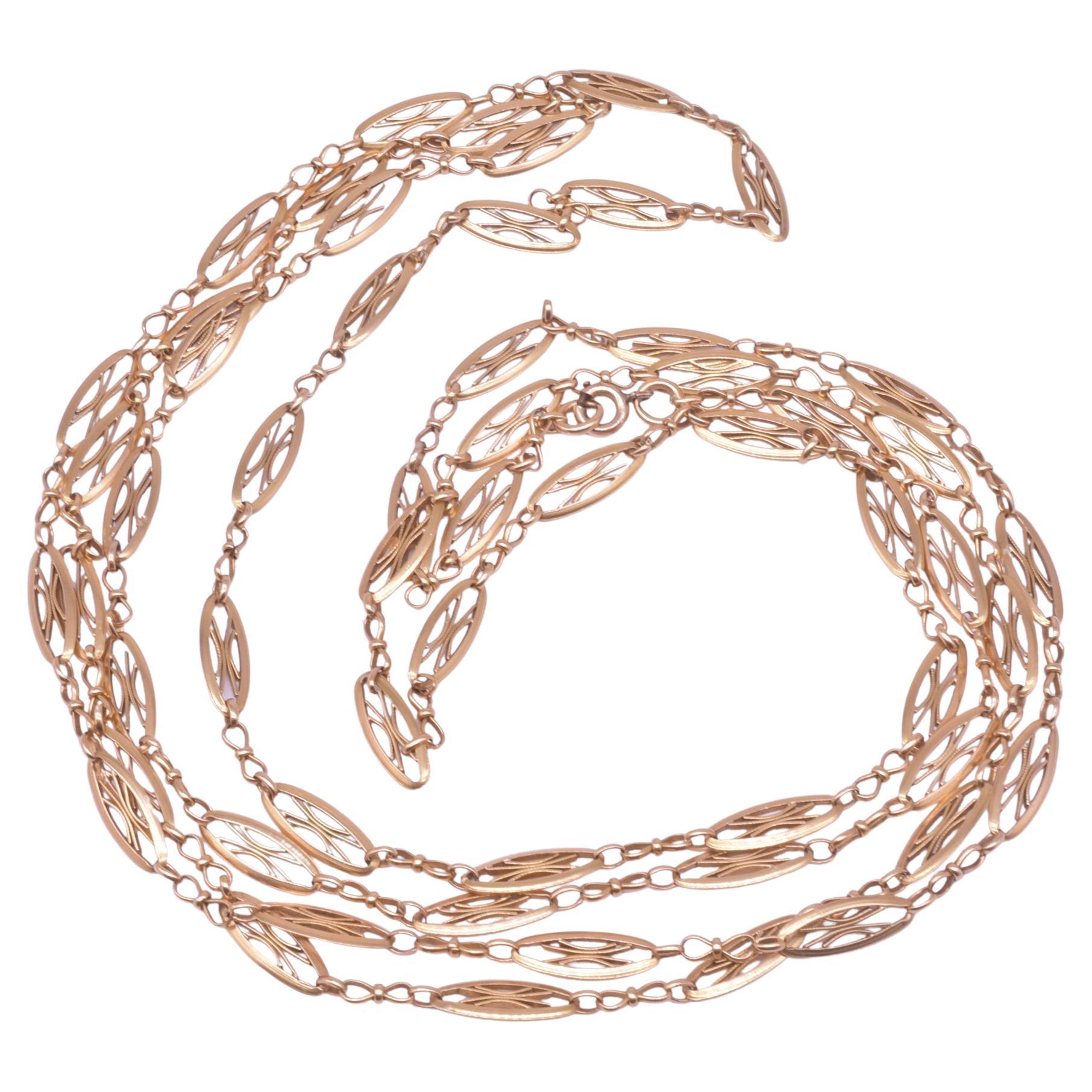 Antique 18K Gold Muff Chain with Hand Clasp at 1stDibs | gold moff ...