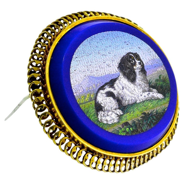 Antique 18 Karat Gold Micro-Mosaic Brooch, European, circa 1860 at 1stDibs