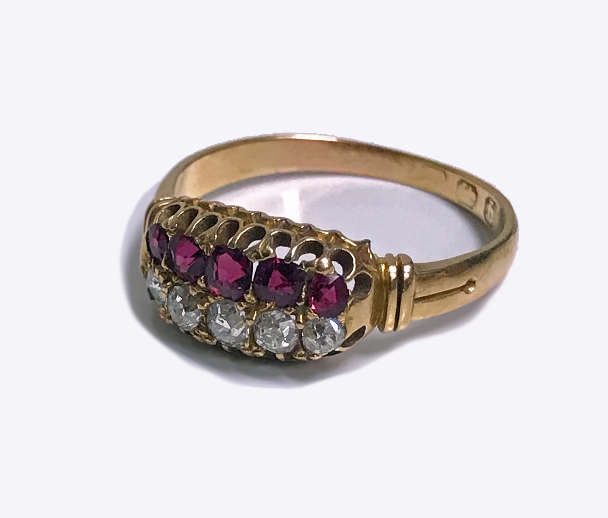 Antique 18 Karat Ruby Diamond Ring, Birmingham, 1899 For Sale at ...